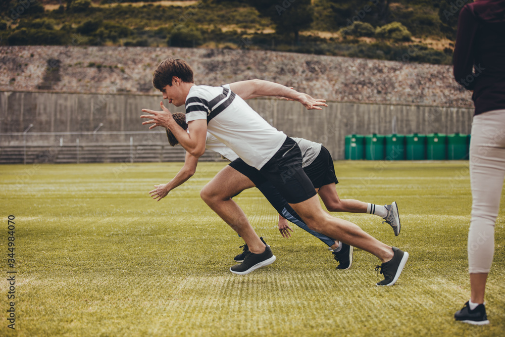 Students practicing for annual sports day at the high school Stock ...
