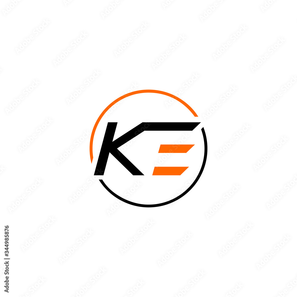 Initial letter KE graphic logo design concept template, isolated on ...