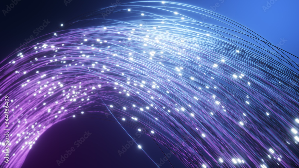Digital data transmission via fiber optical fibers. The pulses of the ...