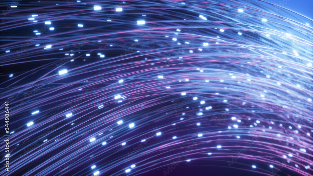 Digital data transmission via fiber optical fibers. The pulses of the ...