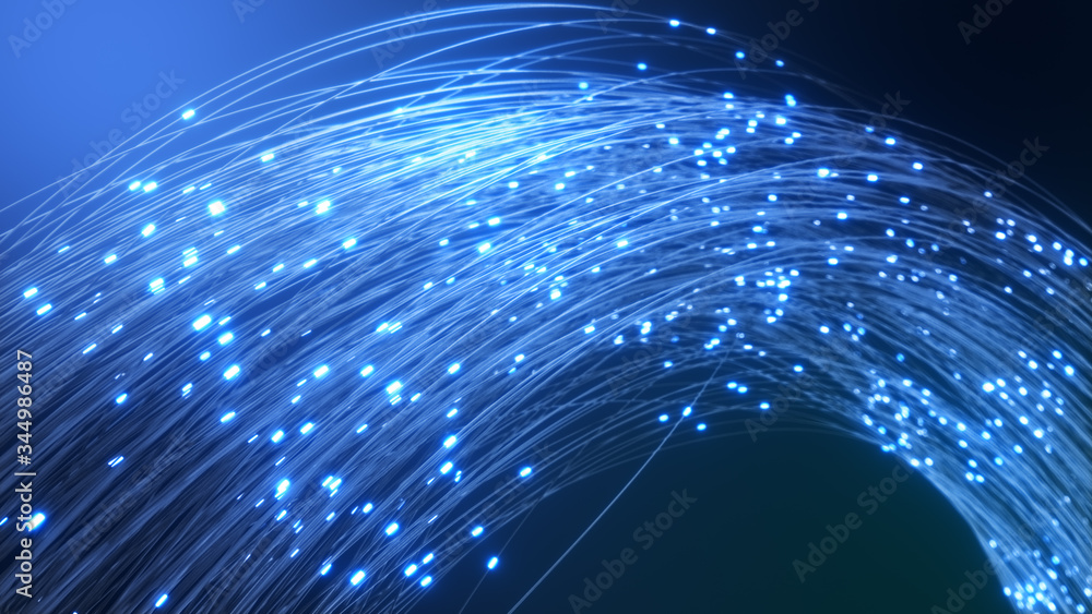 Digital data transmission via fiber optical fibers. The pulses of the ...