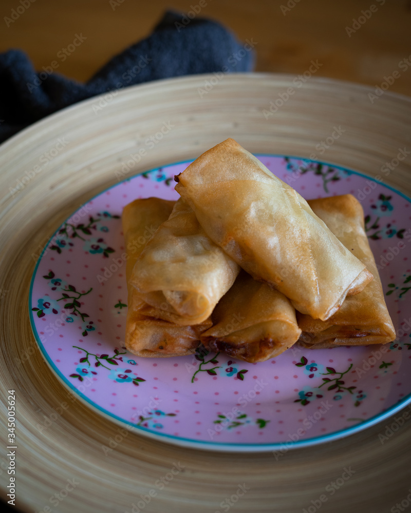 Fried carbonara popiah spring roll, a crunchy snack popular in ...