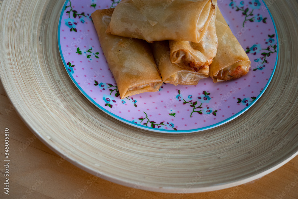 Fried carbonara popiah spring roll, a crunchy snack popular in ...