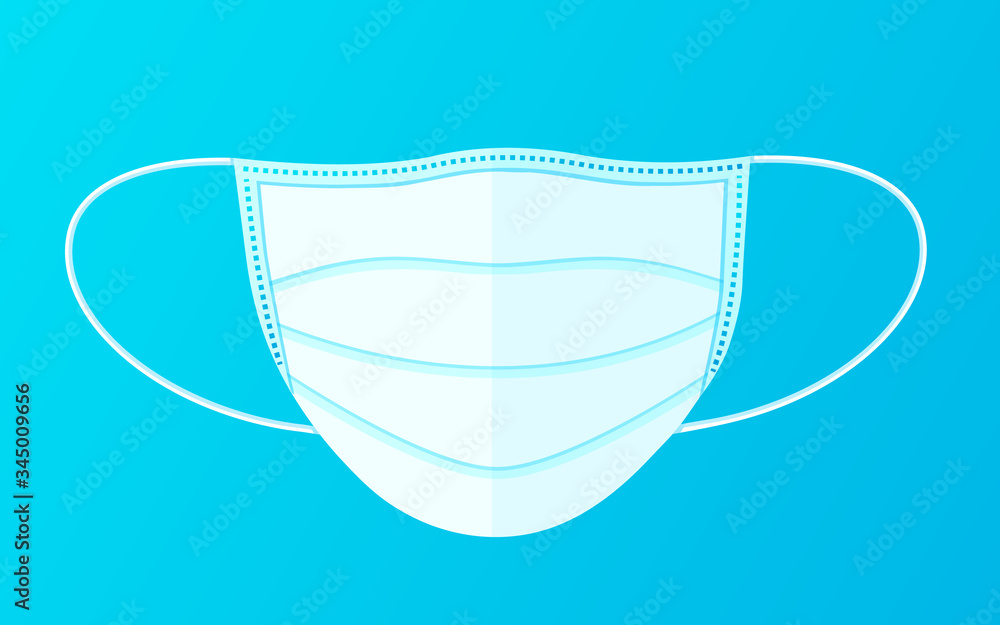 Breathing medical respiratory face mask in front view. Flat cartoon ...