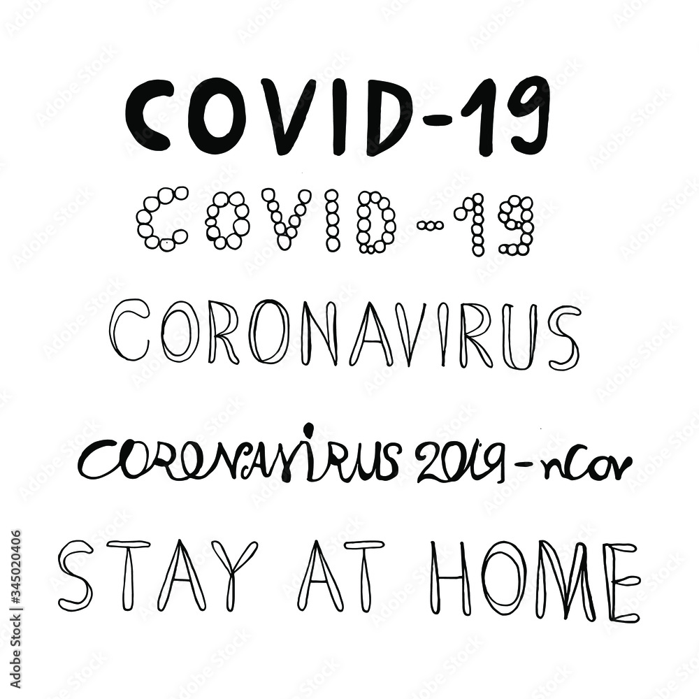 Line drawing Corona-19 coronal virus concept is a font design logo ...