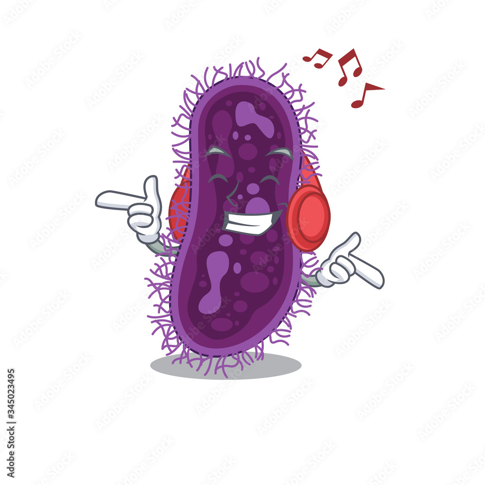 Lactobacillus rhamnosus bacteria Cartoon design concept listening music ...