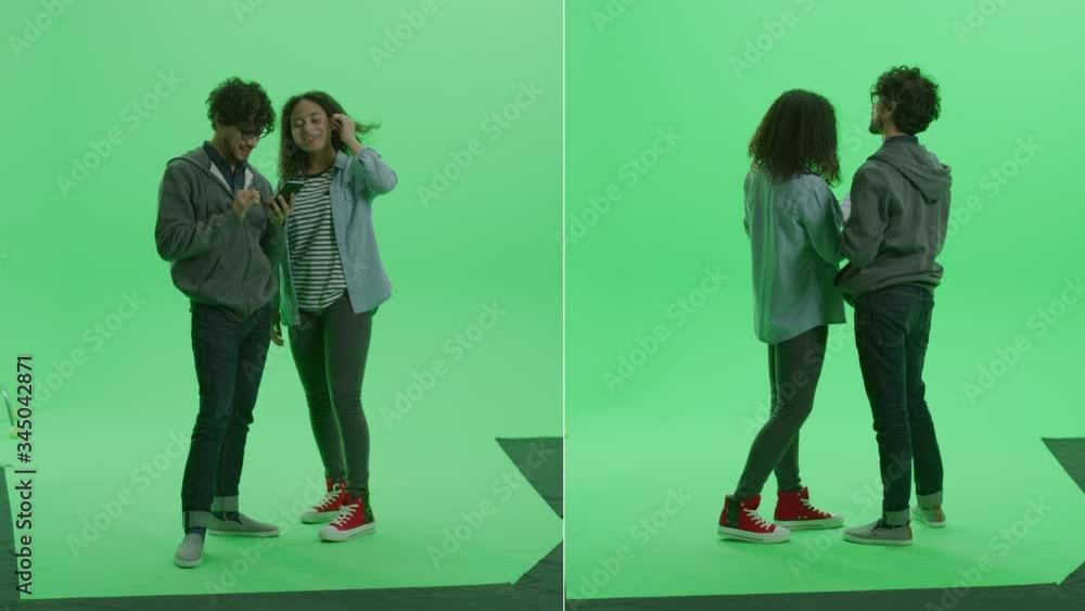 Video „2-in-1 Split Green Screen Collage: Young Boy, Girl Talking, Have ...