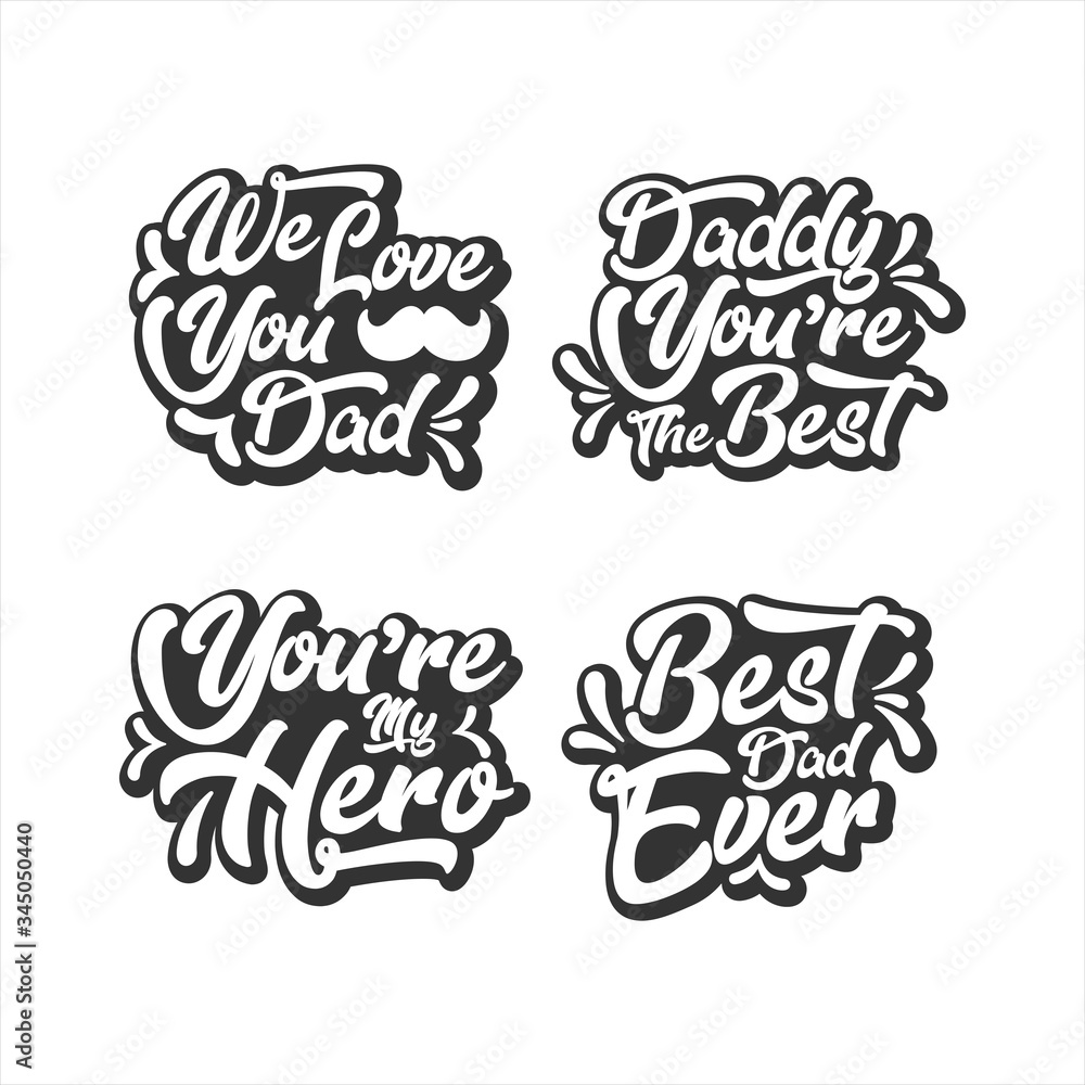 Happy Father's Day Lettering Vector Collection Stock Vector | Adobe Stock