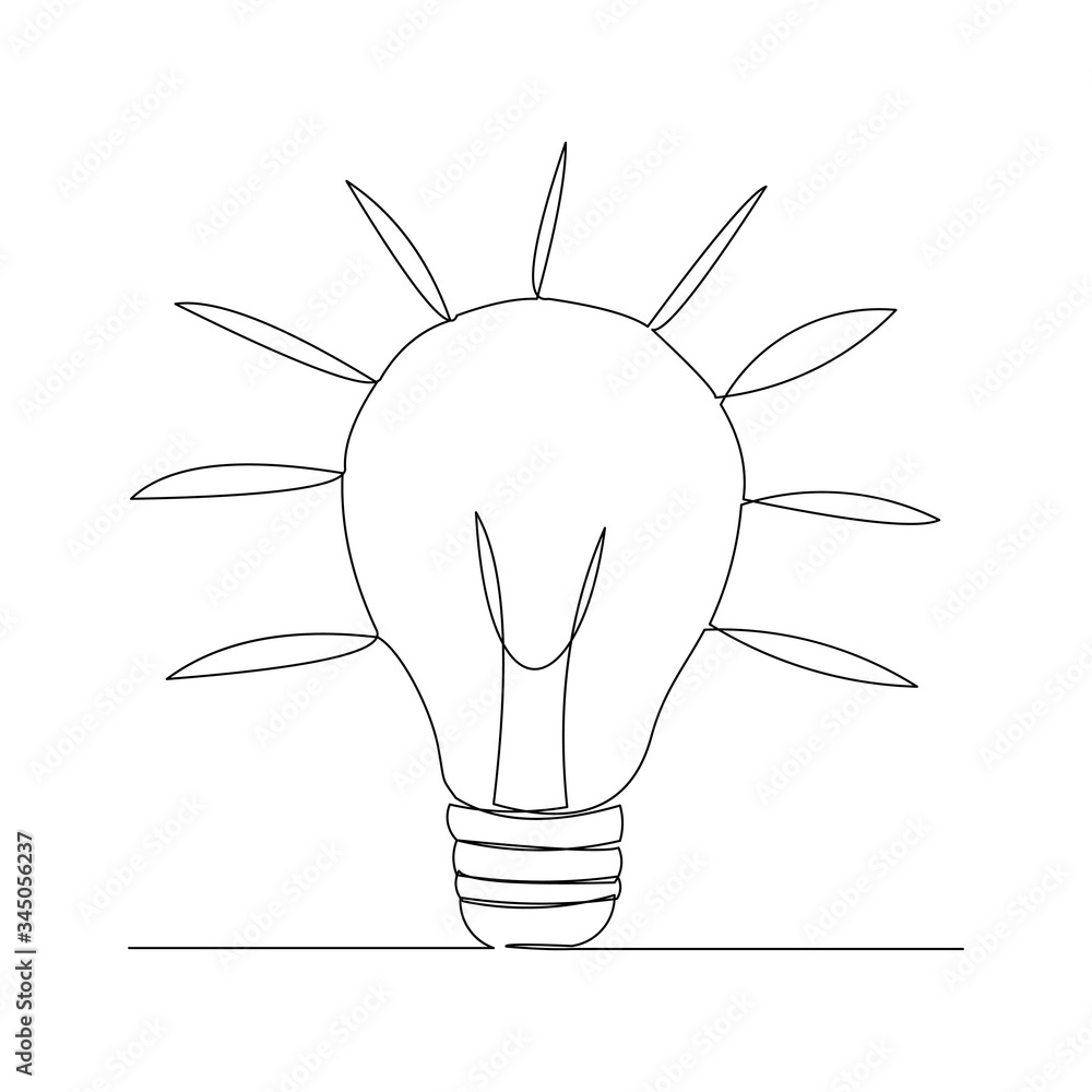 Continuous line drawing of smart light bulb idea concept. Vector ...