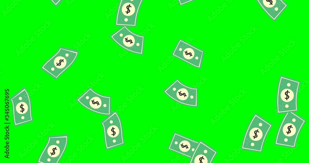 green screen Dollar Bills Rain Effects Animation Money Rain 4k business ...