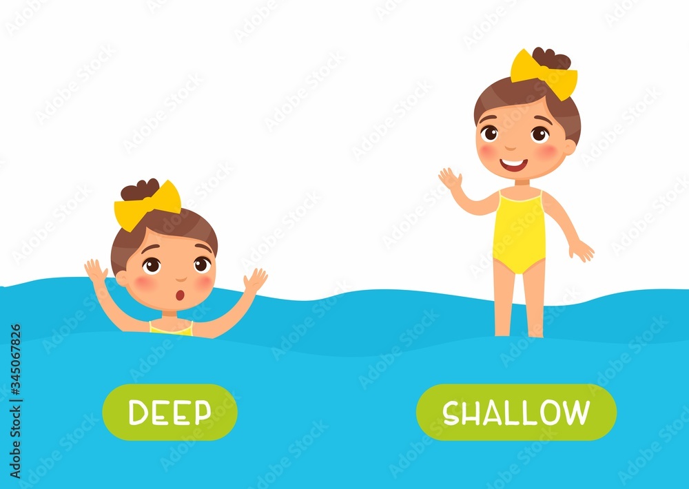 Educational english flash card with antonyms flat vector template ...