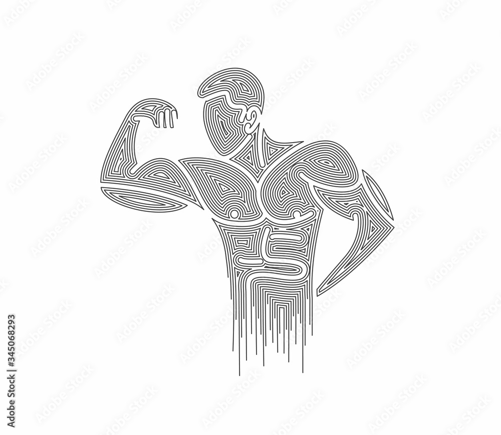 Bodybuilding Sport and activity Line Art drawing, Vector Illustration ...
