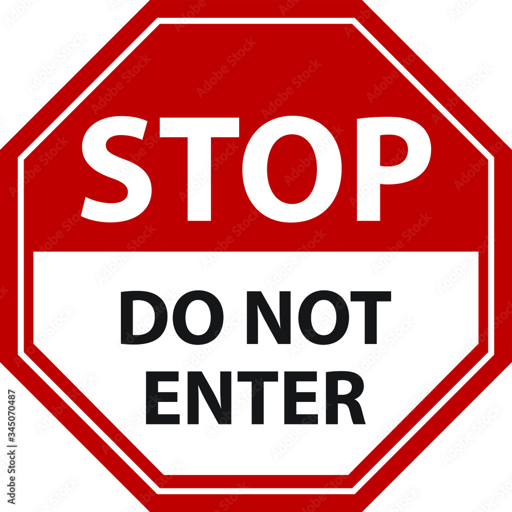 BLACK RED sign do not enter isolated on white background warning sign ...