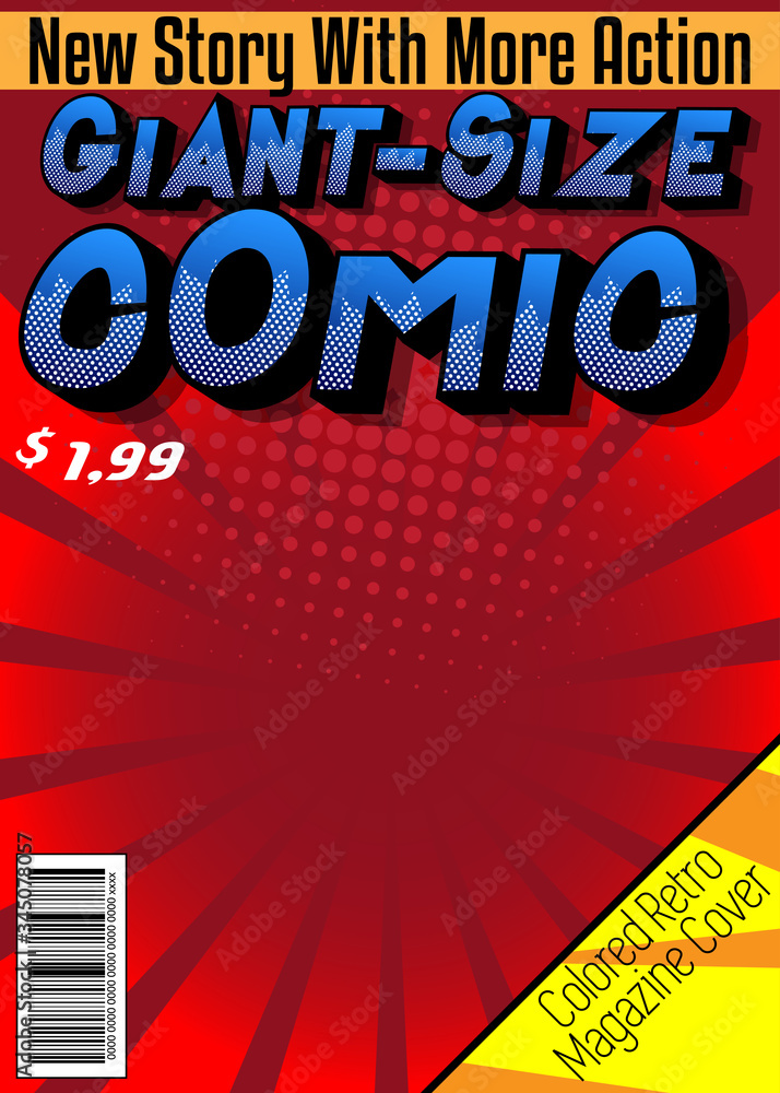 Editable comic book cover with simple explosion background. Vector ...