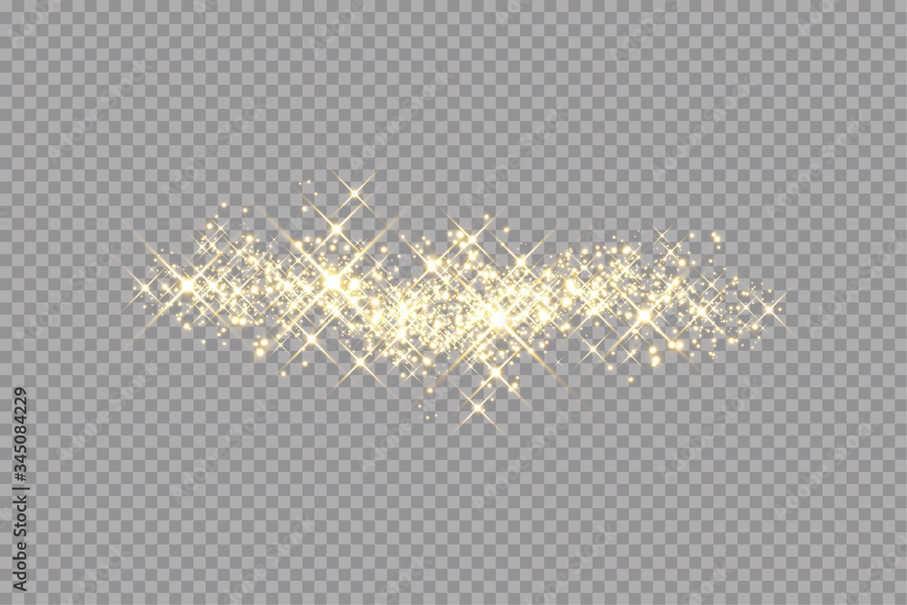 Golden sparks glitter special light effect. Vector sparkles on ...