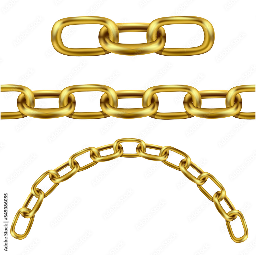 gold chain links of different shapes link, arc and level. Length of ...
