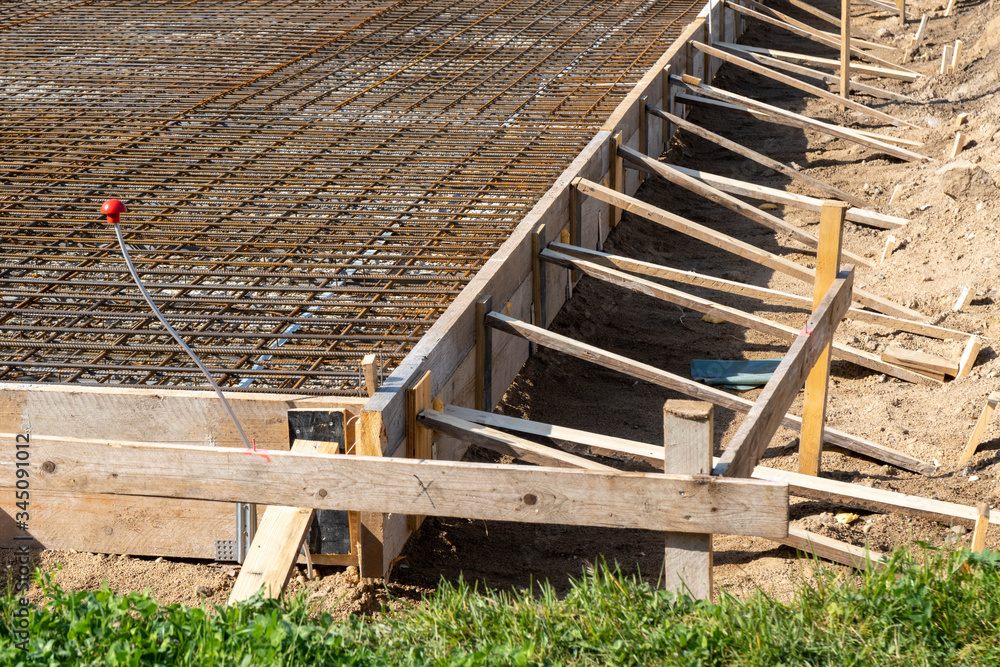 formwork and steel reinforcement for base plate or foundation wall ...