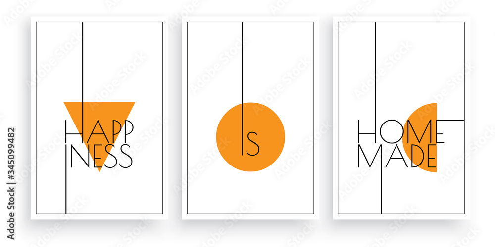 Happiness is homemade, vector. Scandinavian minimalist art design ...