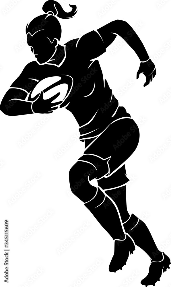 Vetor de Female Rugby Player, Running Silhouette do Stock | Adobe Stock Vetor de Female Rugby Player, Running Silhouette do Stock | Adobe Stock