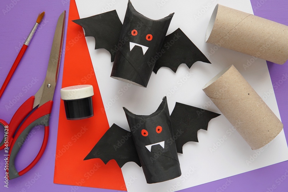 Creative crafts idea for Halloween, toilet paper roll vampire bat ...