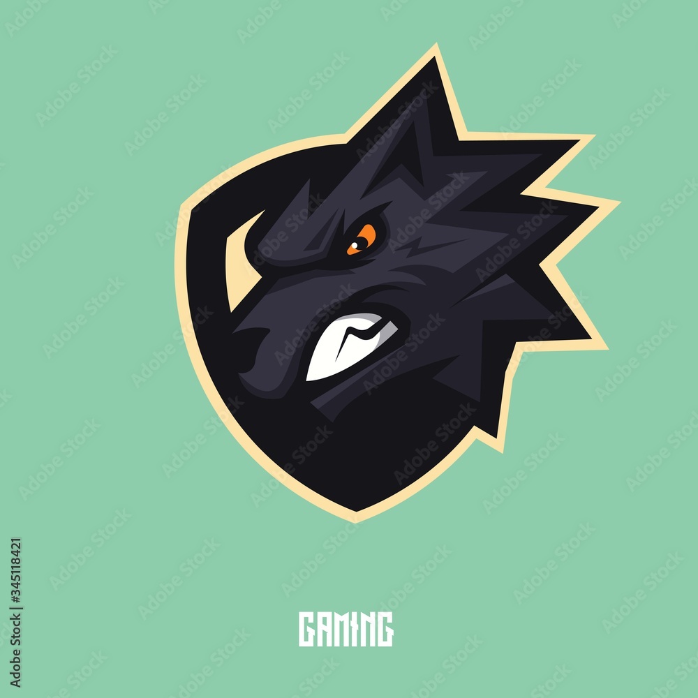 Black wolf mascot logo design with modern illustration concept style ...
