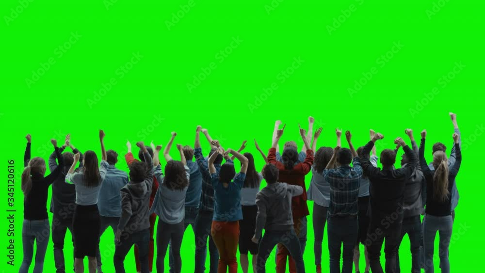 Green Screen: Big Crowd of People Having Fun, Applauding, Jumping ...