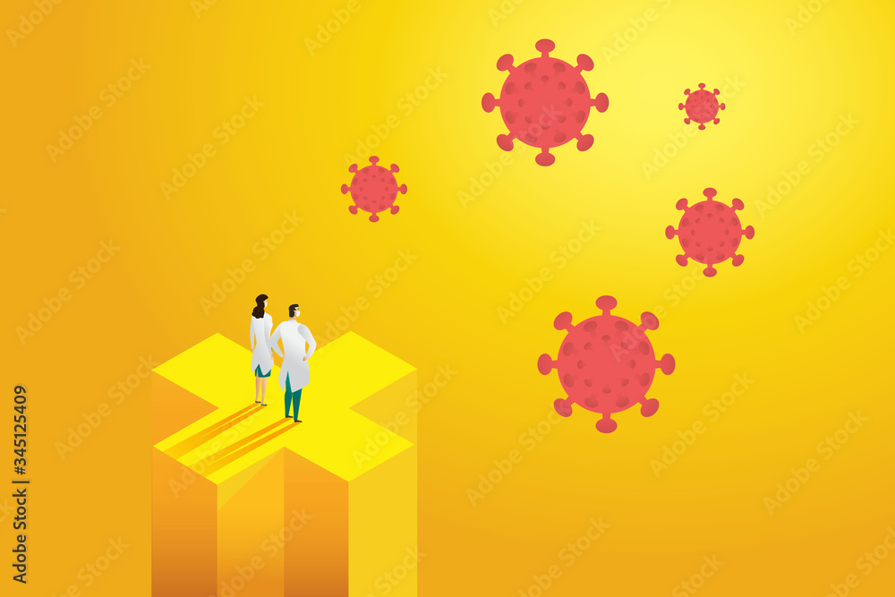 Doctor two professional standing fight Covid-19 coronavirus in ...