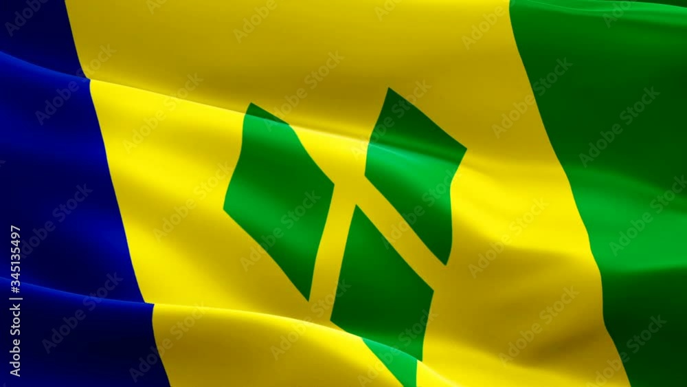 St Vincent Grenadines Caribbean flag Closeup 1080p Full HD 1920X1080 ...