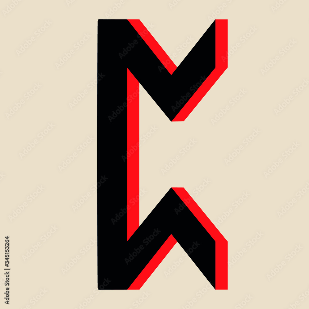 Scandinavian ancient magic symbol rune pert. The symbol is black and ...