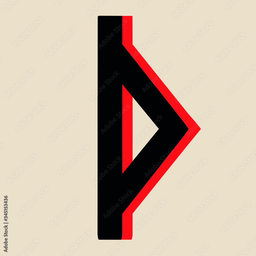 Scandinavian ancient magic symbol rune turisuz. The symbol is black and ...