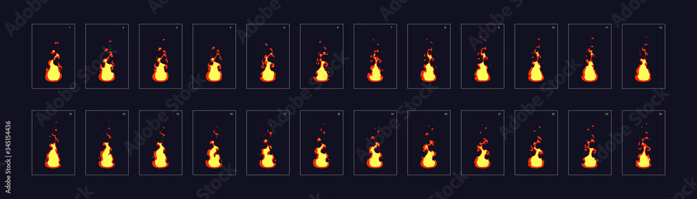 Fire animation sprites, torch, campfire, fire trap, fire pillar or ...