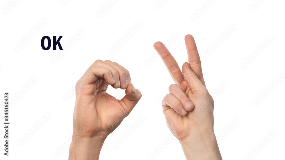 Word Ok Finger Spelling in American Sign Language ASL Stock Photo ...