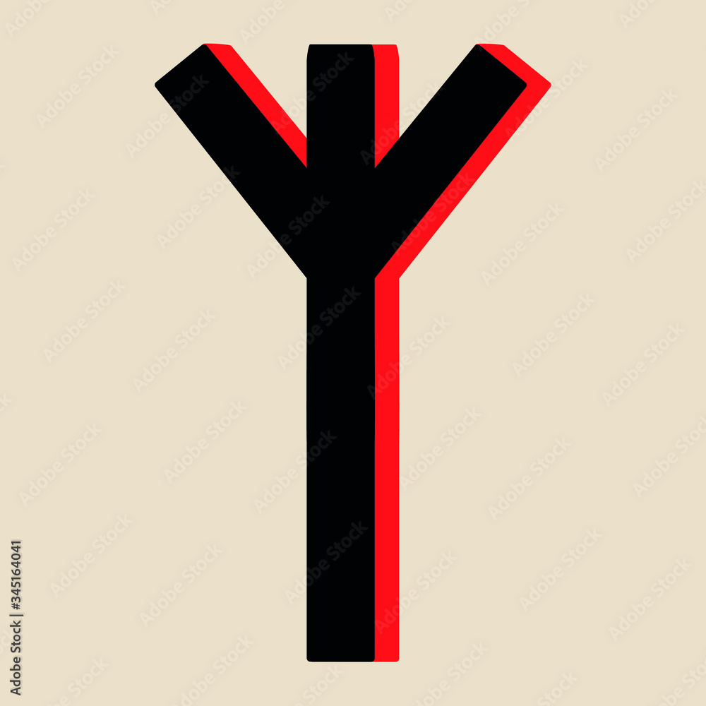 Scandinavian ancient magic symbol rune algiz. The symbol is black and ...