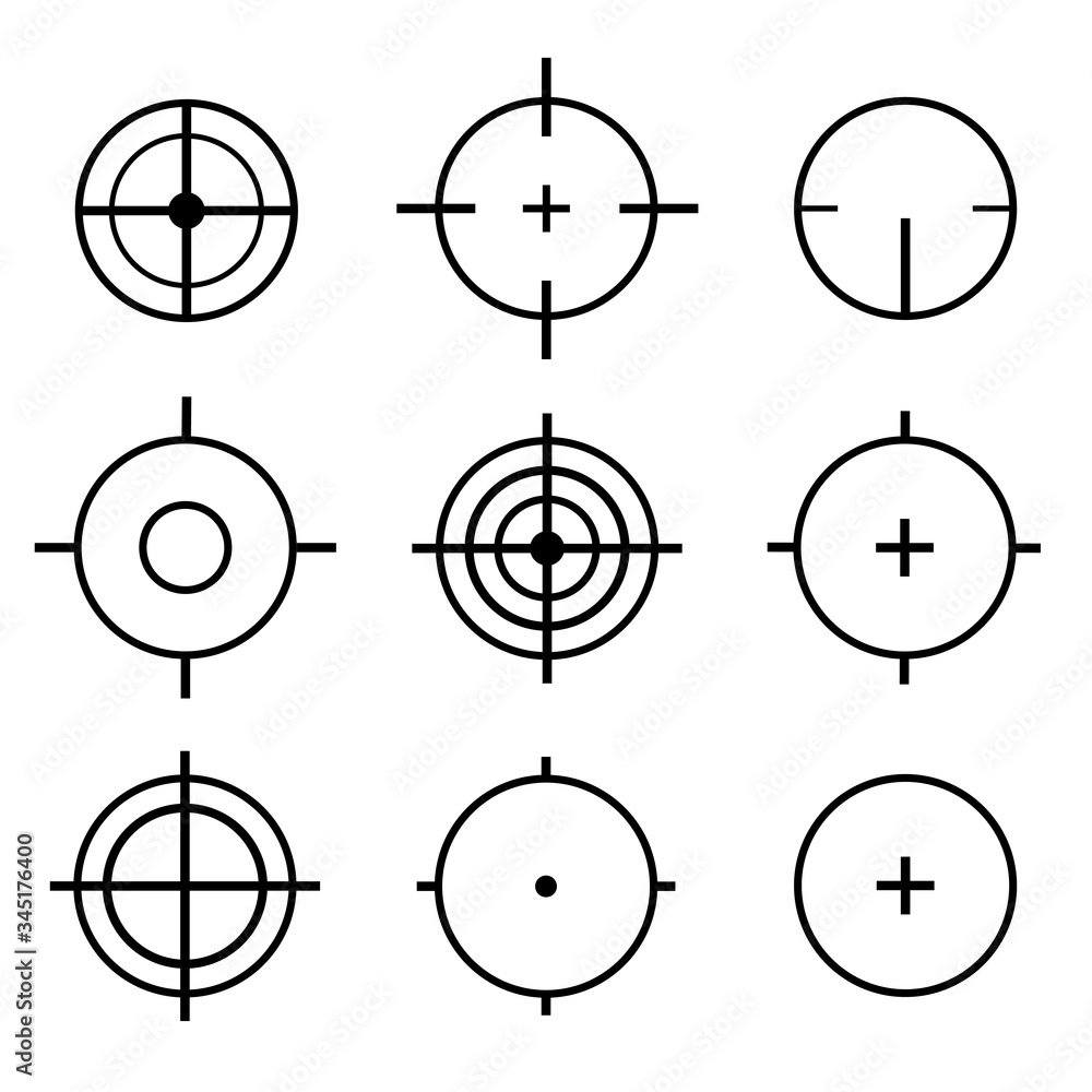 Target aim. Set of targets and destination. Focus icons Stock Vector ...