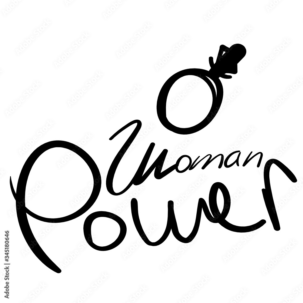 Lettering of the word "female power". Words written at different angles ...