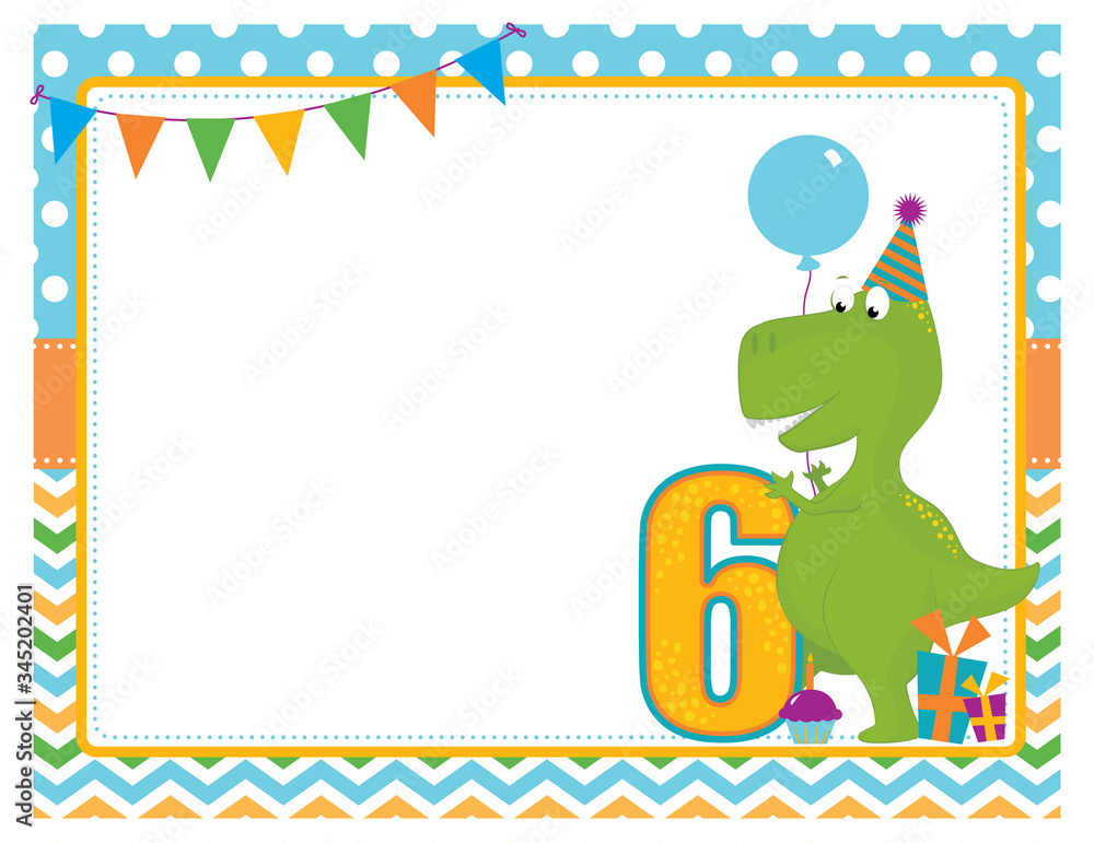 Poster A vector illustration of a blank empty sixth birthday party ...