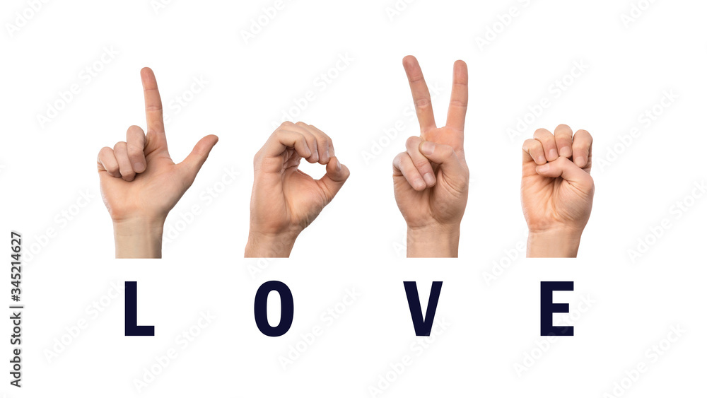 Word Love Finger Spelling in American Sign Language ASL Stock Photo ...