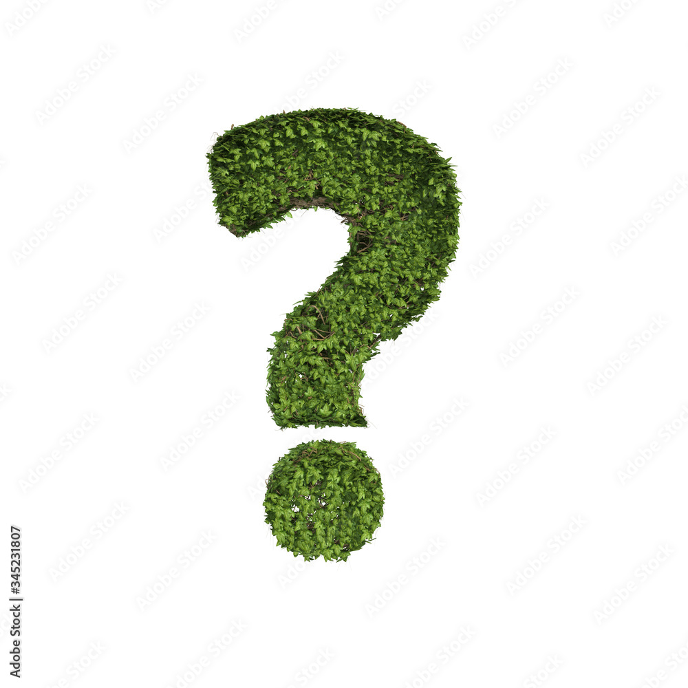 Ivy plant with leaves, green creeper bush and vines forming question ...