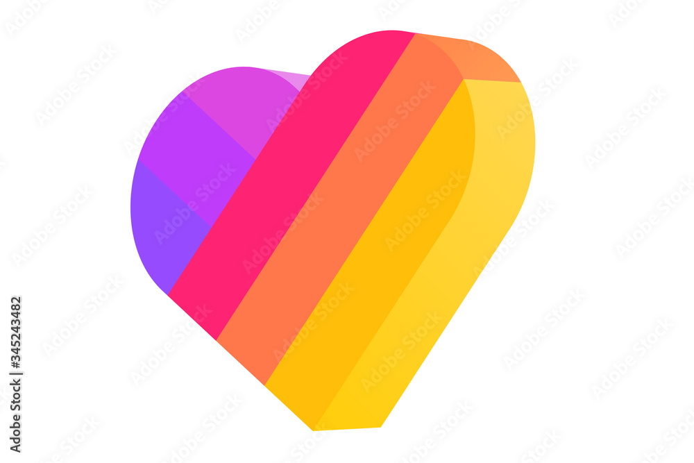 Vector illustration of heart in different colors in 3d isolated on ...