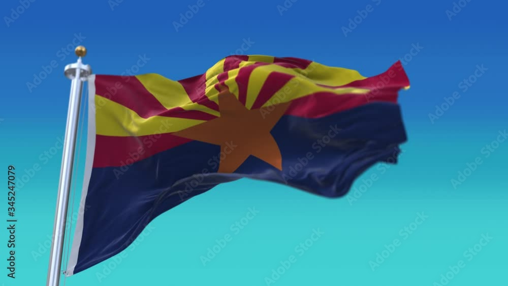 4k Arizona flag;state in United States America;cloth texture slow ...