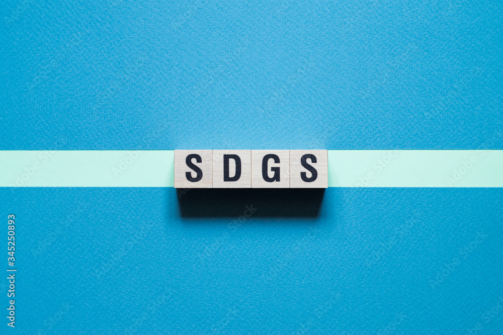 SDGs - sustainable development goals word concept on cubes Stock Photo ...
