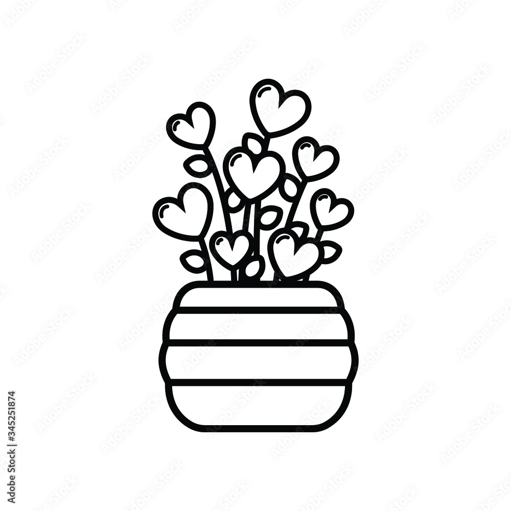Heart plant outline cartoon concept vector art illustration design ...