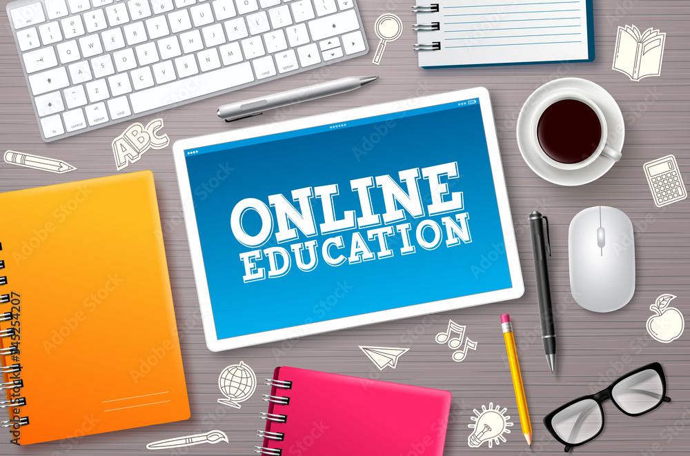 Online education elearning vector banner. Elearning online education ...