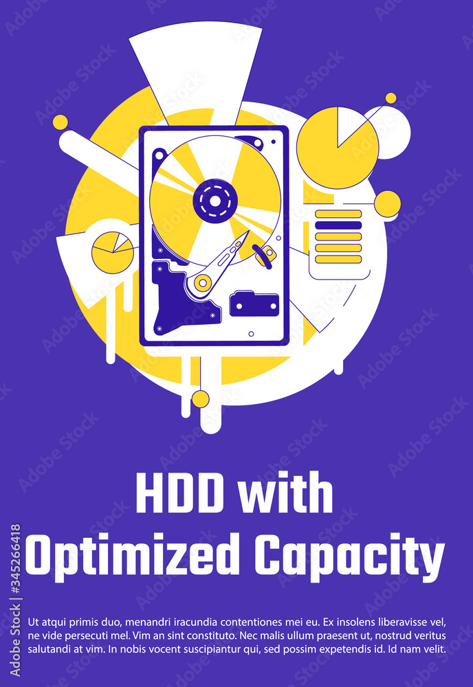 HDD with optimized capacity poster flat silhouette vector template ...
