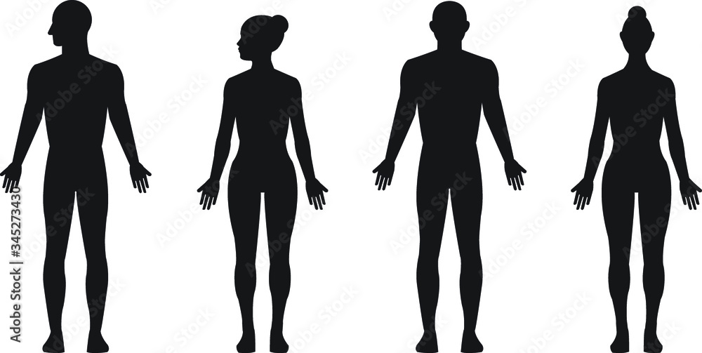 Human silhouette male and female, man and woman realistic black ... Human silhouette male and female, man and woman realistic black ...