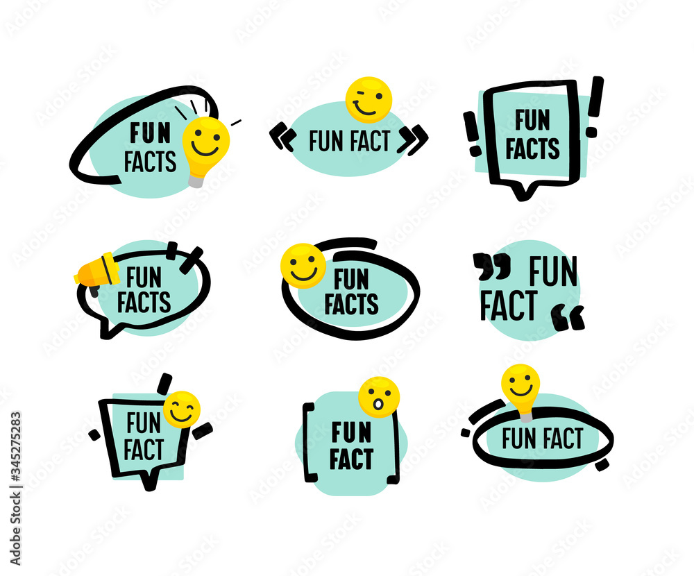 Set of Cute Fun Fact Icons, Symbols or Logo in Simple Style. Speech ...