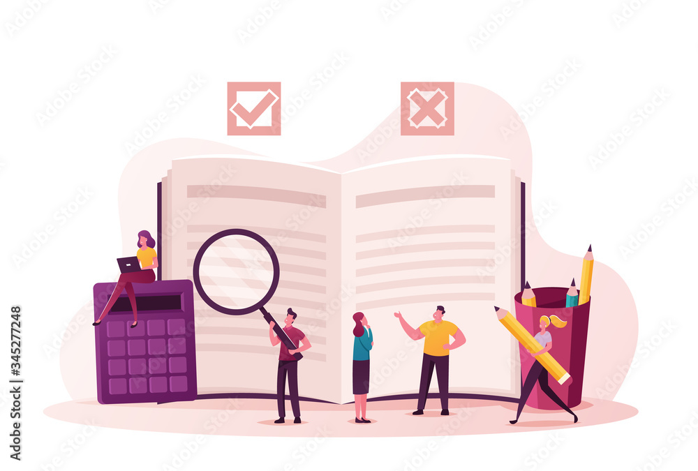 Regulation Concept. Tiny Characters Write Rules in Checklist with Law ...