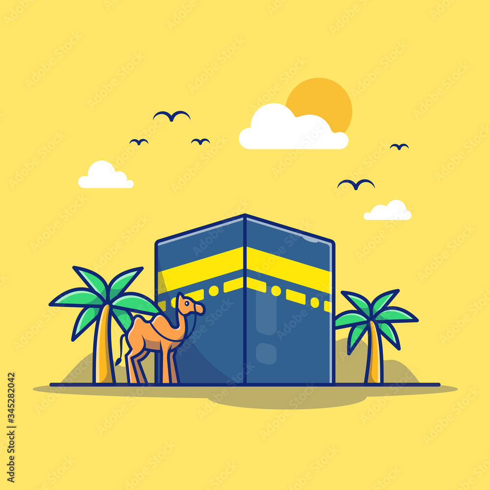 Kaaba Mecca Cartoon Vector Icon Illustration. Islamic Qaabah Building ...