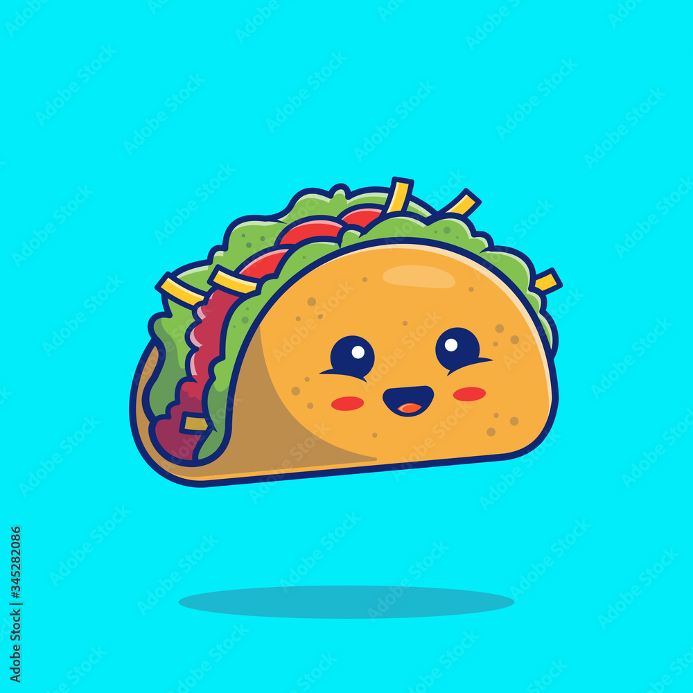 Cute Taco Mascot Vector Icon Illustration. Food Cartoon Character ...