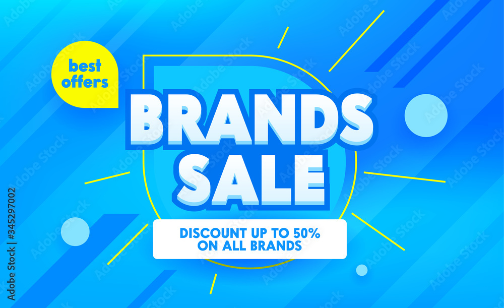 Brands Sale Advertising Banner with Typography. Blue Background Design ...